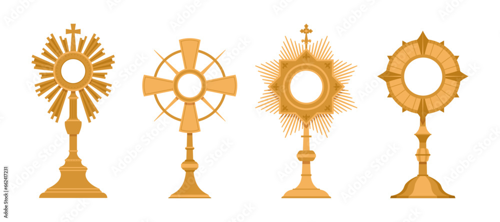 Monstrances for Eucharistic Adoration - Set of 6 Vector Illustrations ...