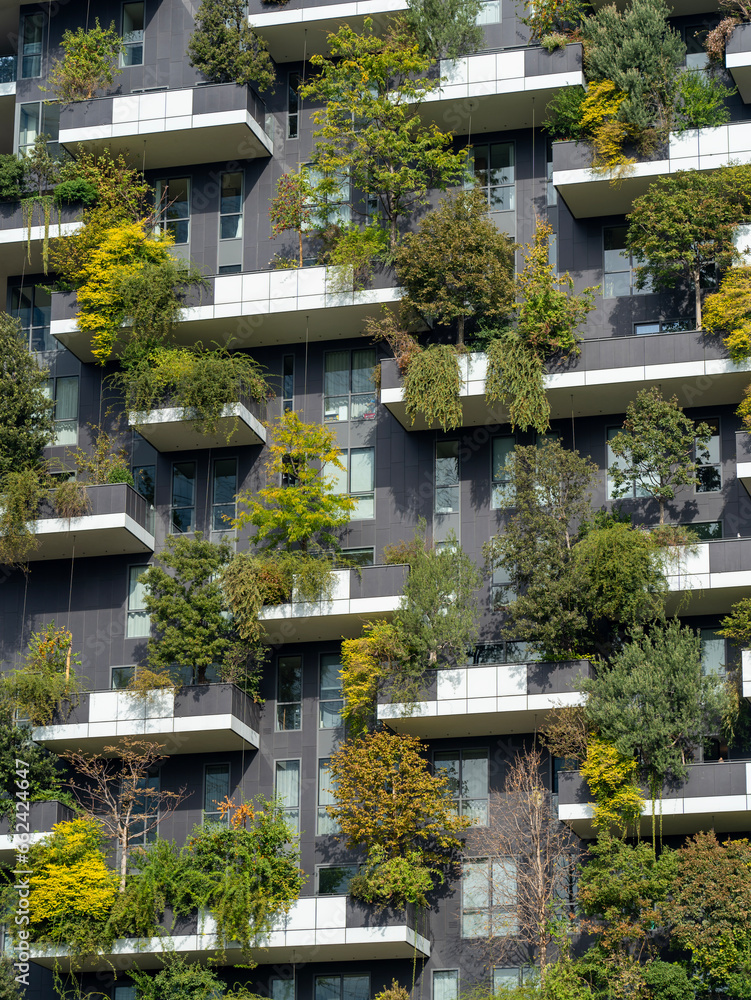 Milano, Italy. Bosco Verticale, a close up view at the modern and ...
