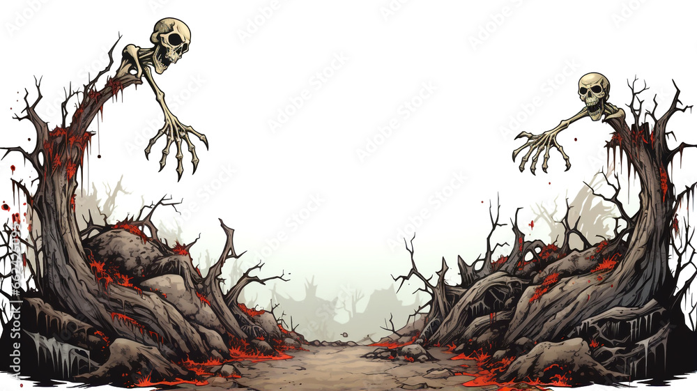 Witness the eerie artwork of Zombie Hands emerging from the shadows ...