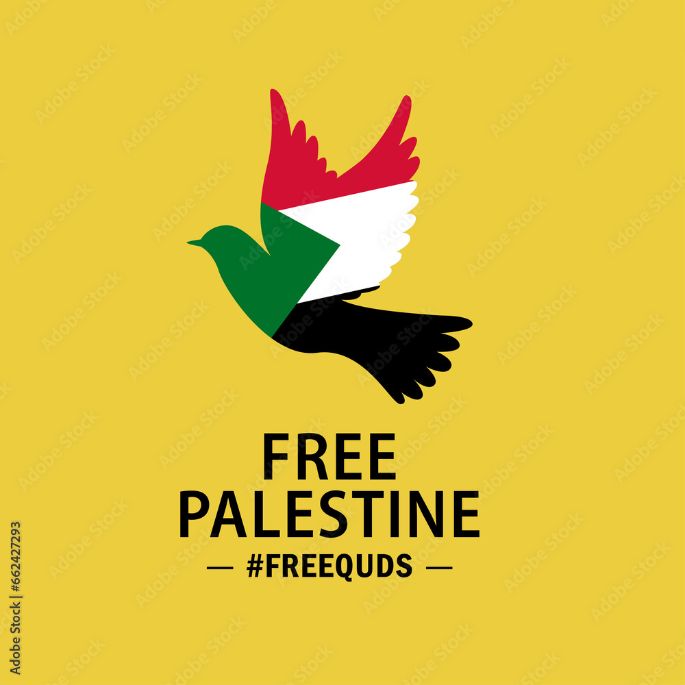 Free Palestine the bird fly flag vector illustration background. pray ...