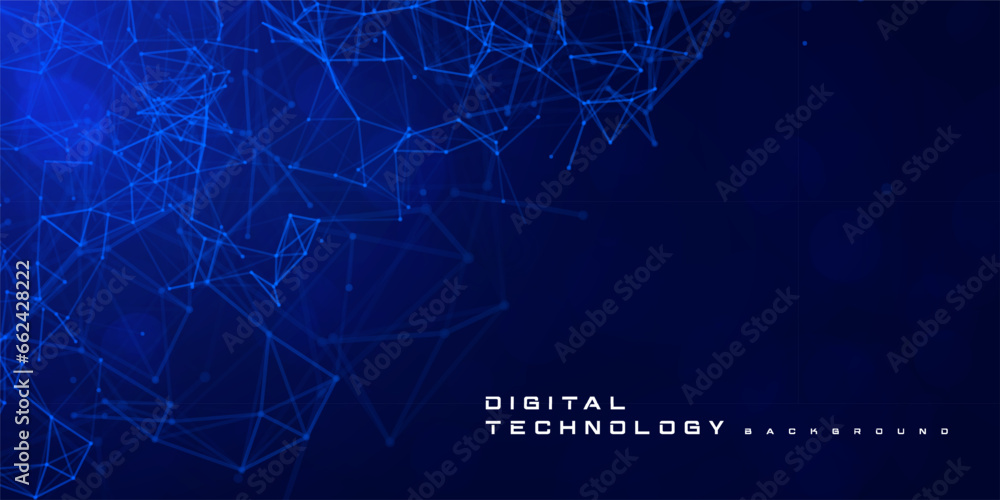 Digital technology speed network connect blue background, cyber nano ...