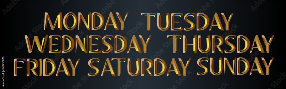 Days Of The Week Names for Calendar Design. Monday, Tuesday, Wednesday ...