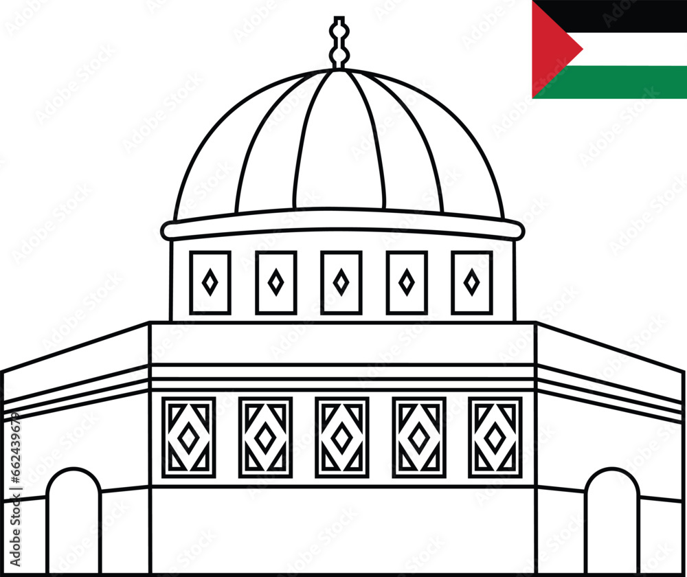 Palestine al Aqsa mosque with flag, compound in the city of "Jerusalem ...