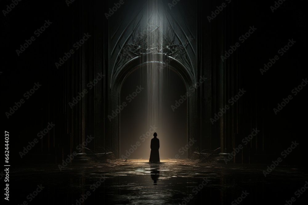 Enigmatic shadow gates, portals to realms shrouded in darkness and ...