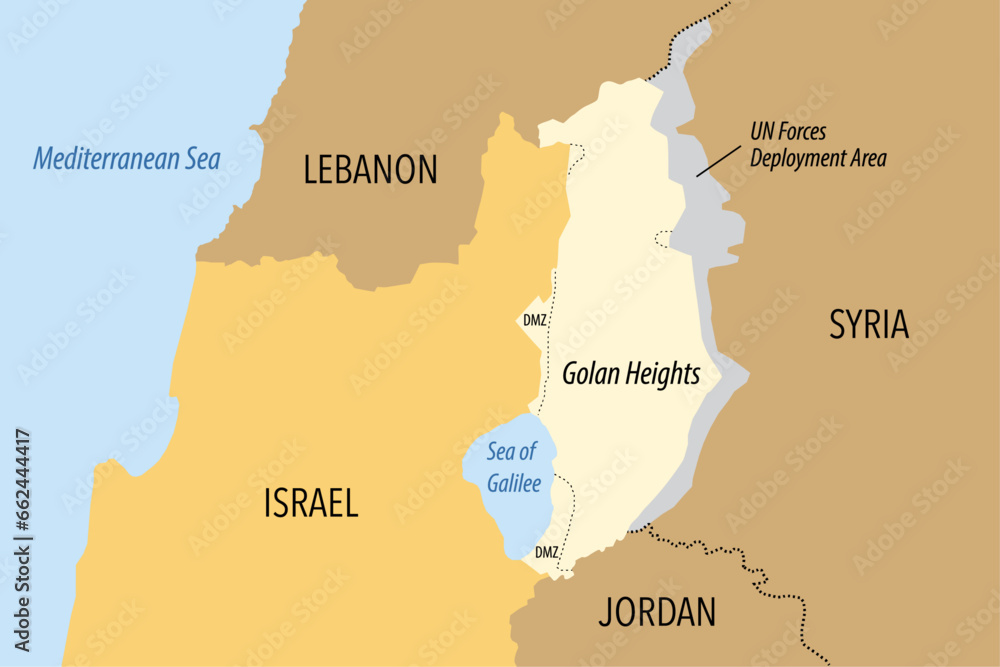 Fotografia Vector map of the Golan heights and the northern borders of ...