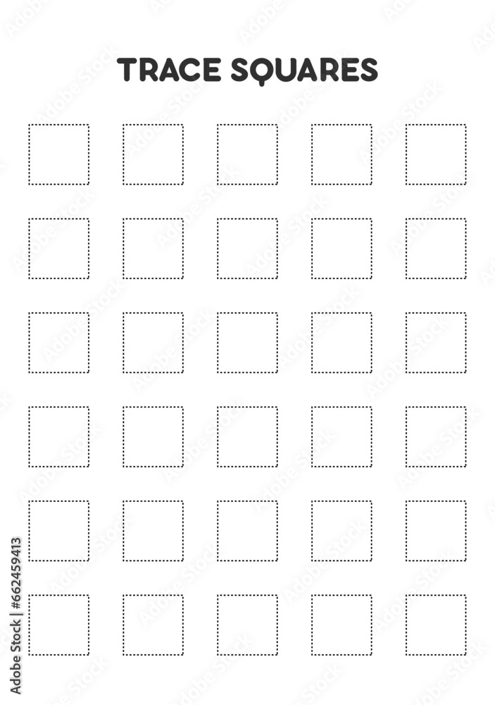 Trace squares. Worksheets for kids. Preschool education. Stock Vector ...