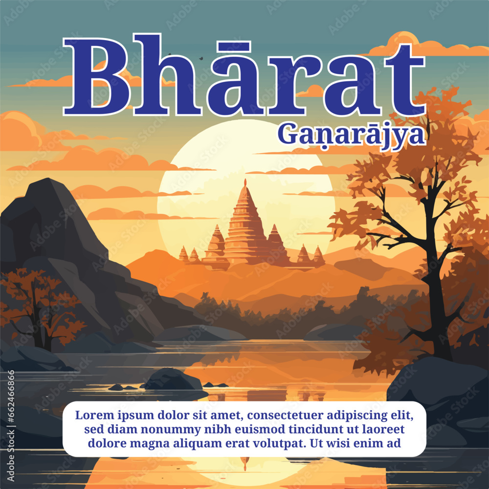Bharat (India) landscape vector banner template background Stock Vector ...