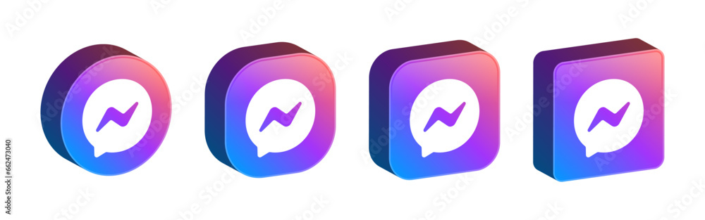 3d messenger logo 3d social media icons, social network logos ...