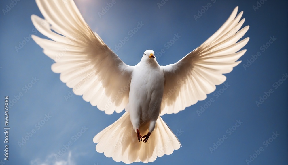 AI generated Flying white dove with fire effect on dark background ...