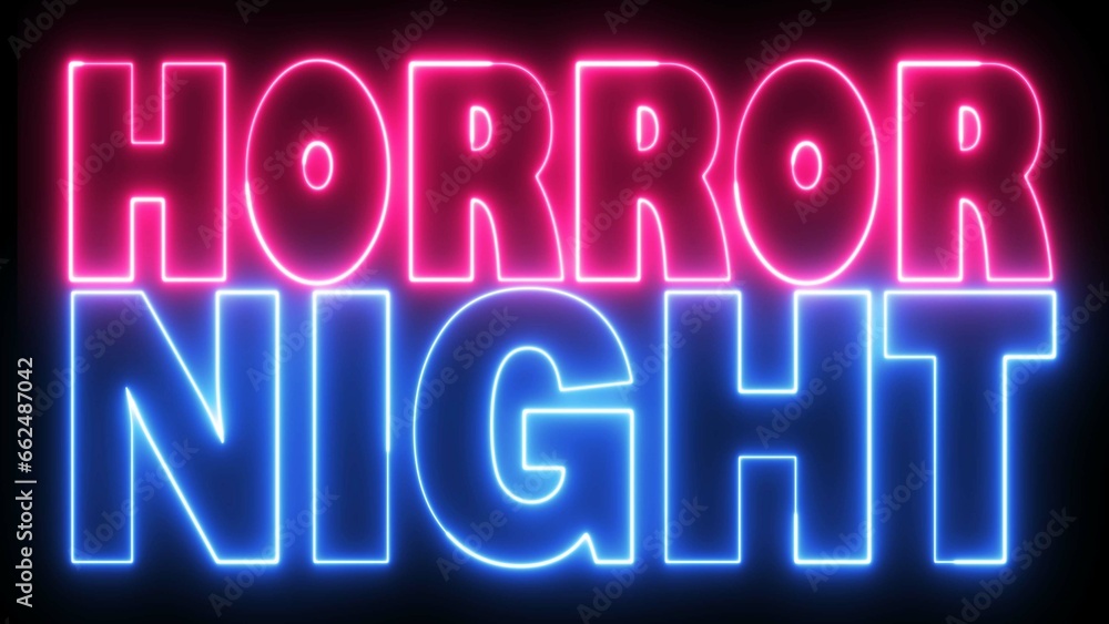 Horror Night text font with light. Luminous and shimmering haze inside ...