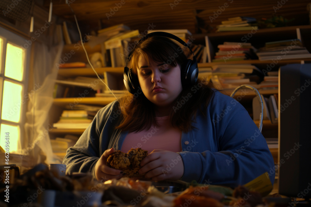 Fat girl with Computer Addiction. The Dangers of an Inactive Lifestyle ...
