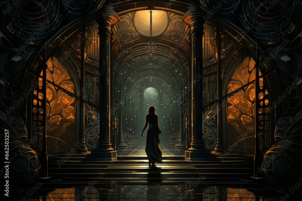 Enigmatic shadow gates, portals to realms shrouded in darkness and ...