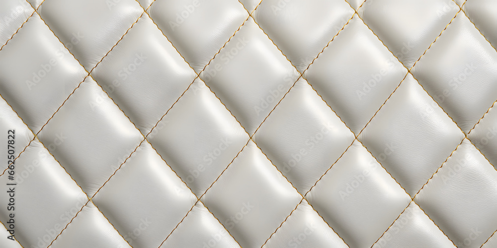 Elegant white leather tufted upholstery pattern, detailed with ...