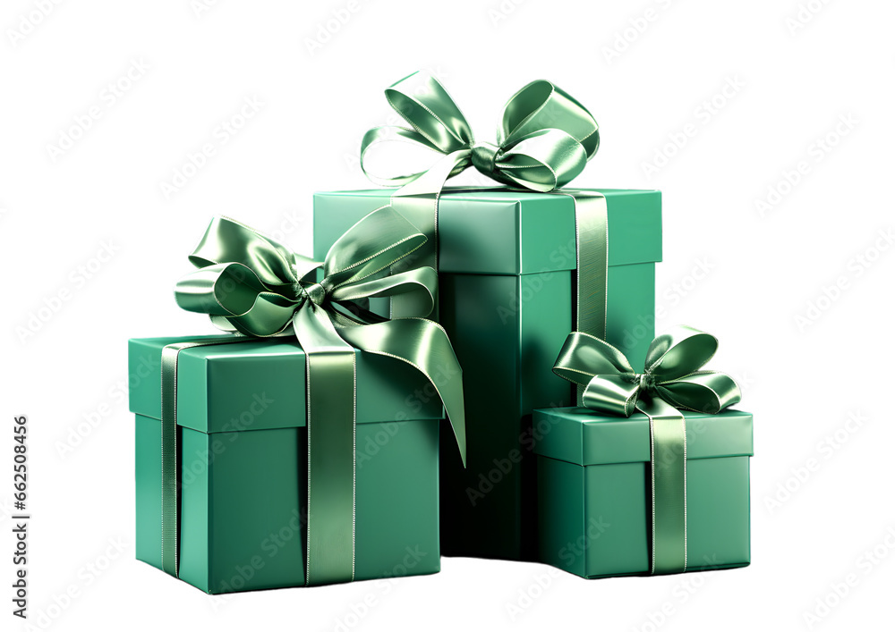 Green gift box isolated on transparent background Stock Illustration ...