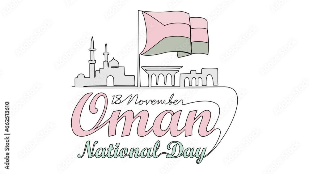Animated self drawing of Oman National Day in 18th November. Oman ...
