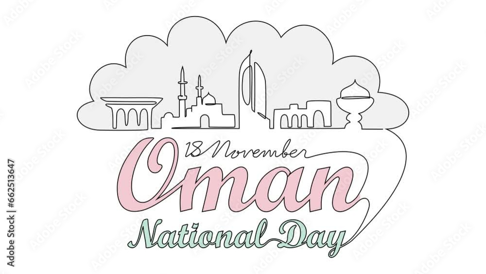 Animated self drawing of Oman National Day in 18th November. Oman ...