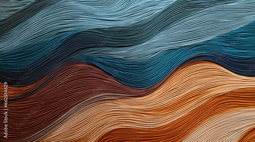 wavy thread background in complimentary blue, tan and brown color ...