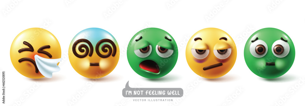 emoji, sick, emoticon, characters, set, vector, emojis, emoticons ...