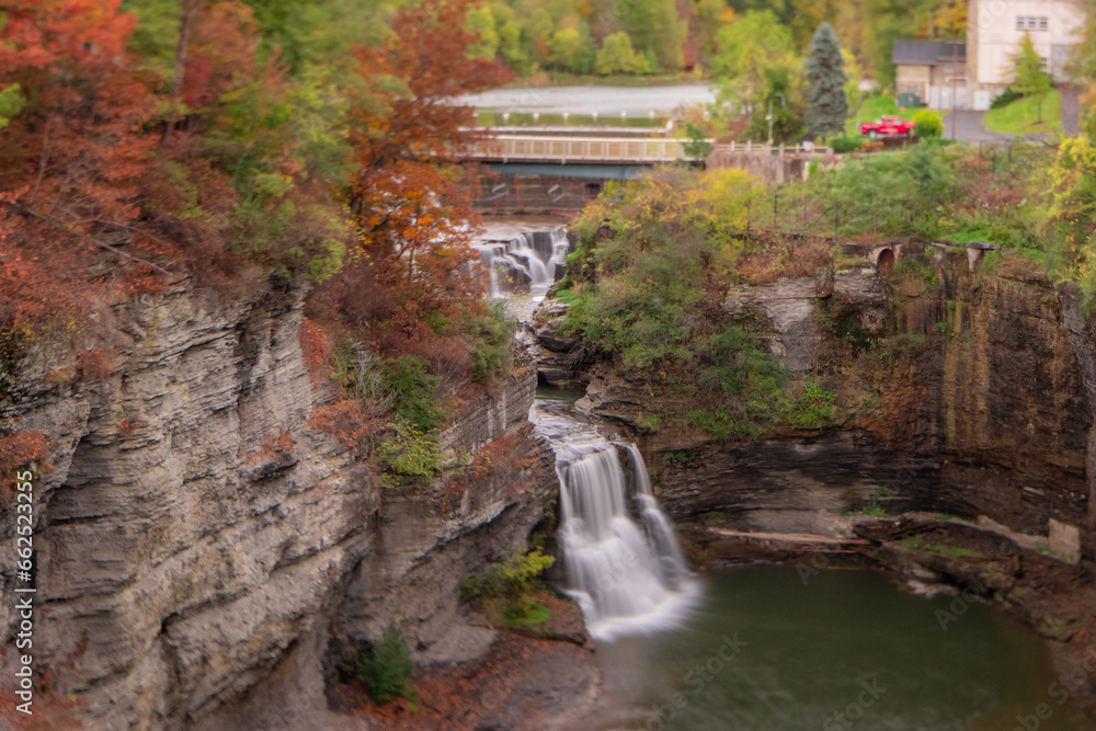 Beebe lake dam waterfalls and bridge. The Beebe Lake Cornell Campus in ...
