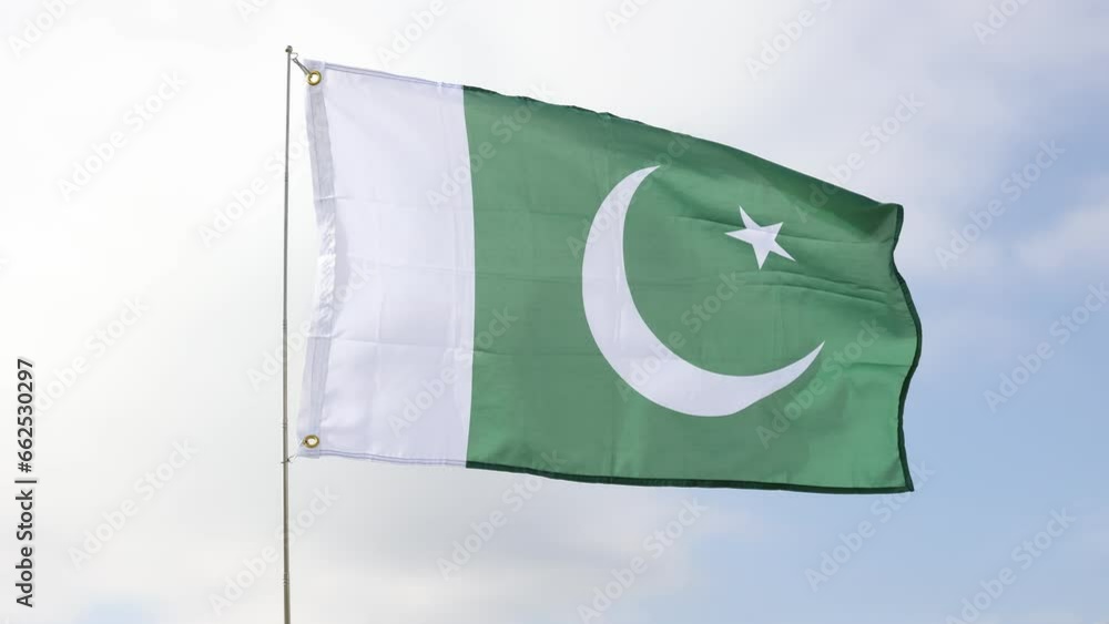 Vidéo Stock National flag of Pakistan of green field representing ...