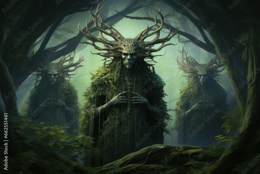 Ancient forest spirits, guarding the secrets of the woodland realms ...