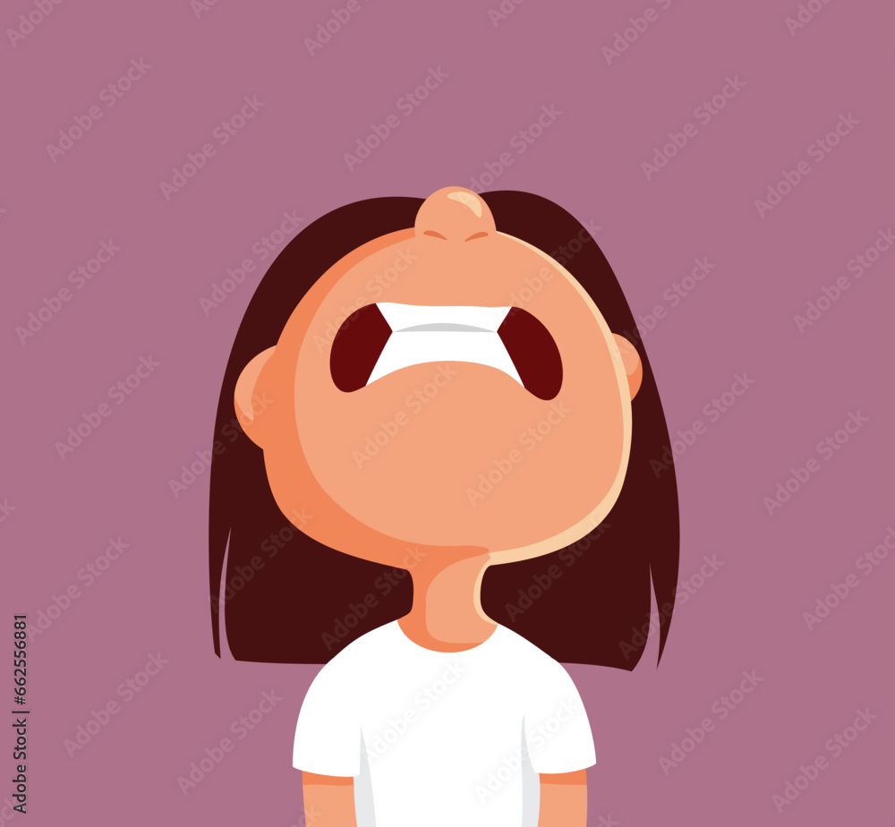 Unhappy Toddler Girl Panicking and Stressing Vector Cartoon Character ...