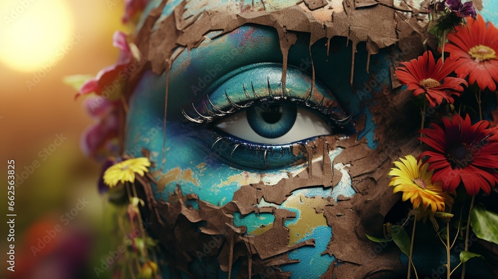 Crying planet. Social issues, ecology problems. Contemporary art ...