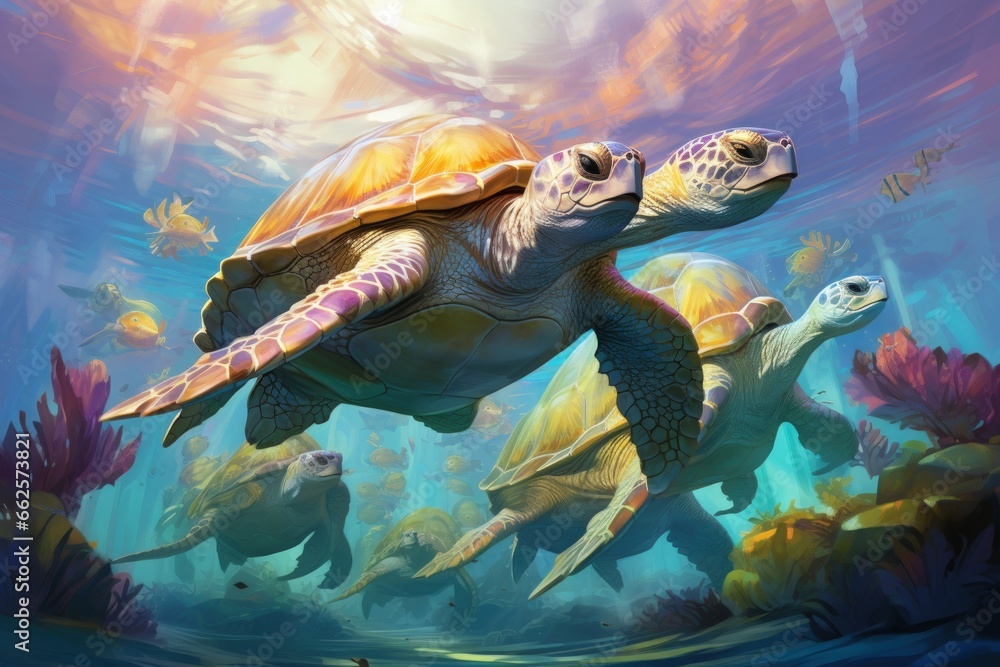 Ancient sea turtles, carrying entire ecosystems on their colossal ...