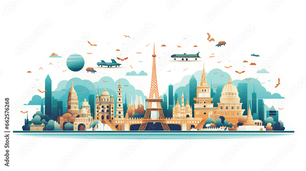 World travel concept drawing on transparent background PNG World travel ...