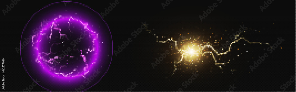 Lightning strike effects isolated on transparent background. Vector ...