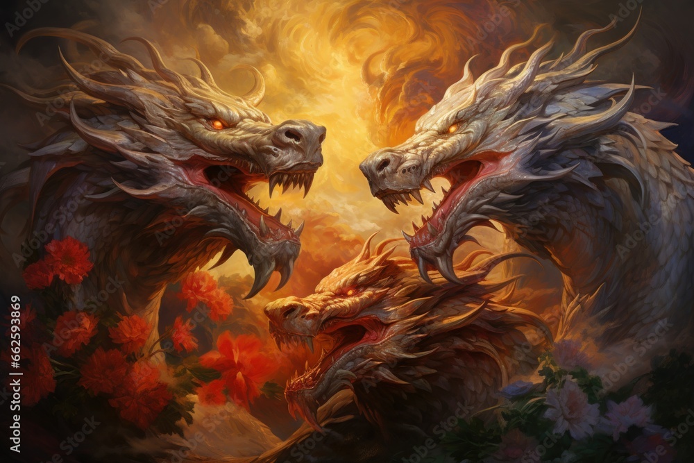 Fire-breathing drakes, smaller relatives of dragons, with fierce ...