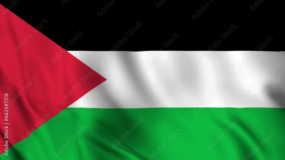 Horizontal waving Palestine Flag video background. Realistic Slow ...