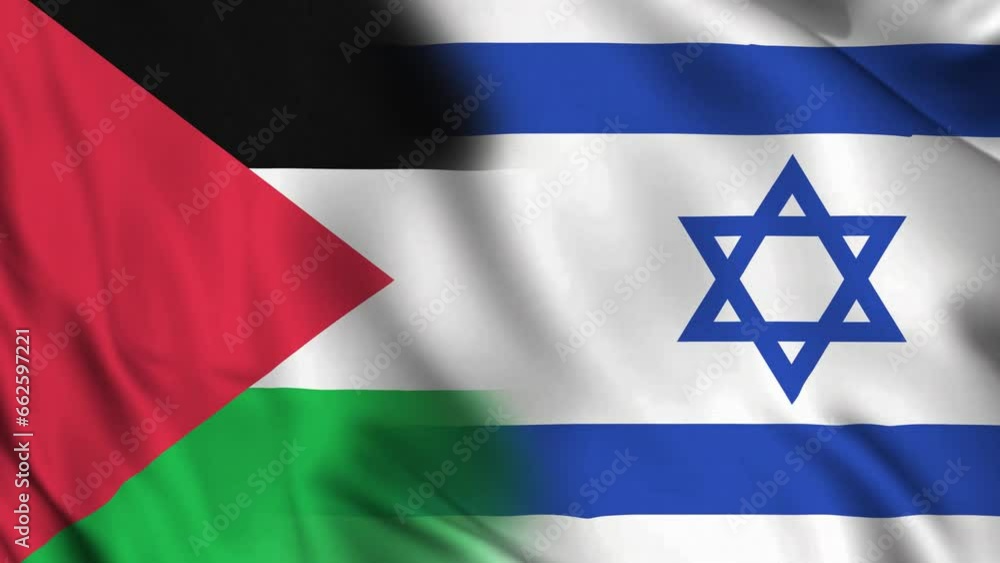 Horizontal waving Palestine and Israel Combined Flag video background ...