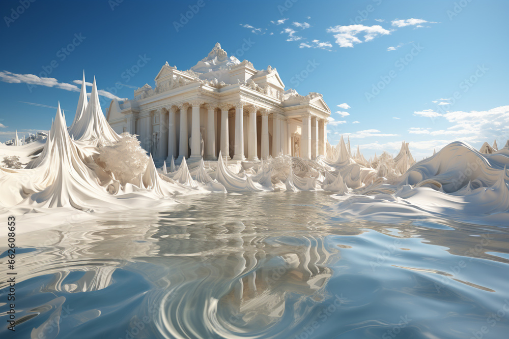 In this abstract representation, the Parthenon is transformed into a ...