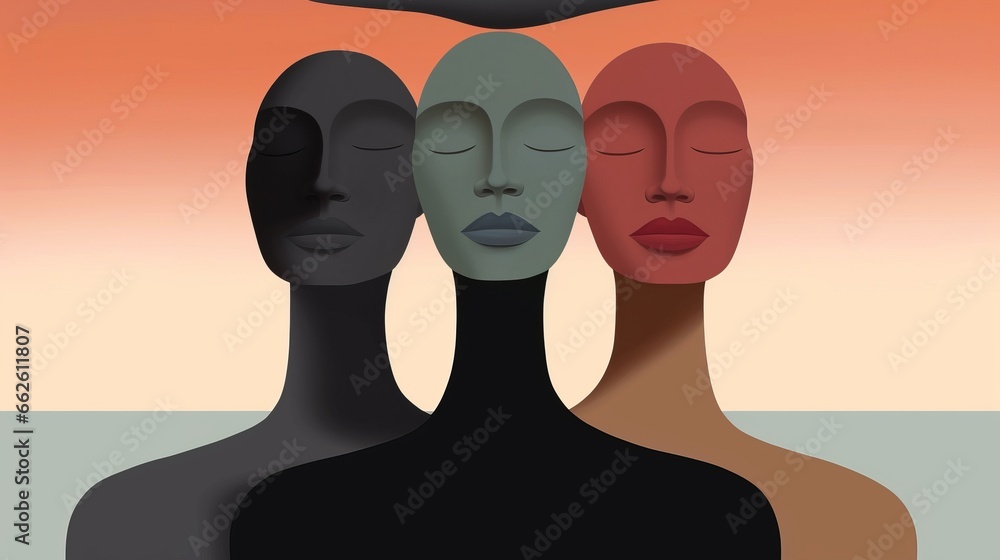 Pillars of Strength: Minimalistic figures acting as pillars holding up ...