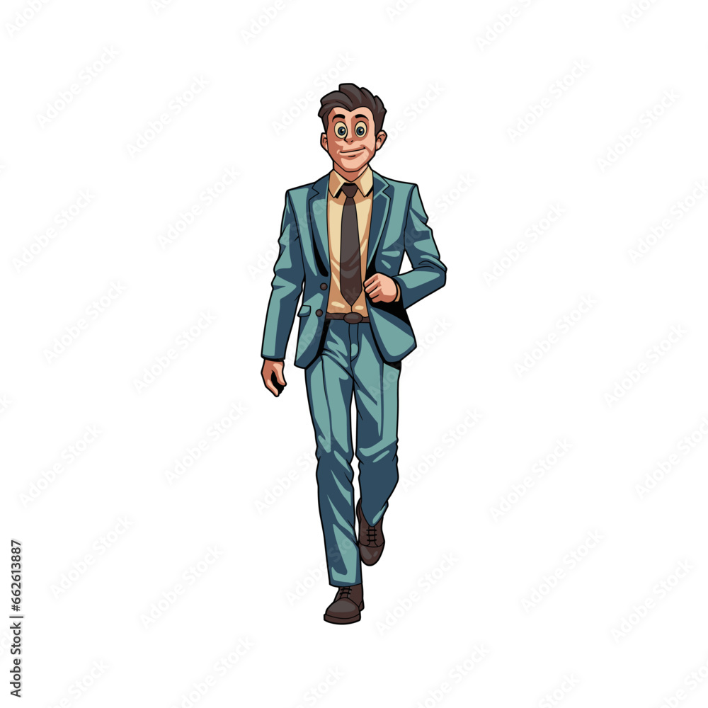 cartoon Character illustration of a man in a suit with a tie and shoes ...