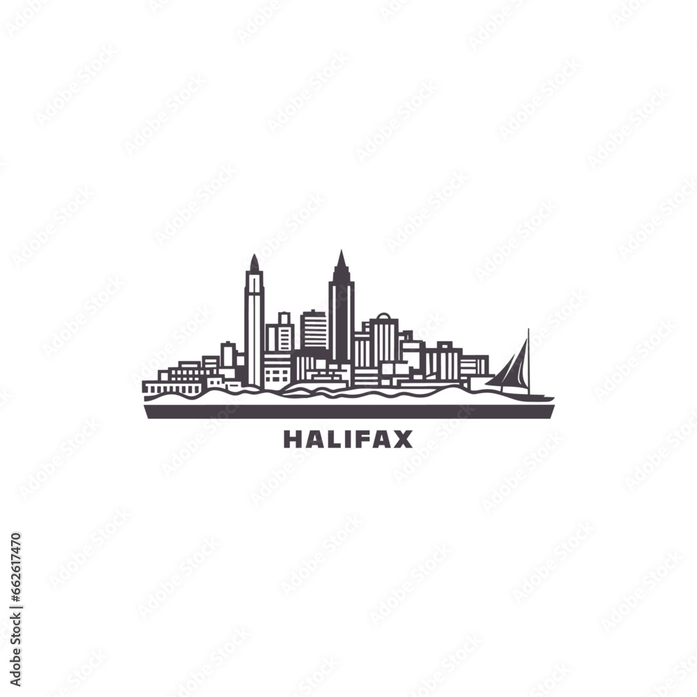 Canada Halifax cityscape skyline city panorama vector flat modern logo ...