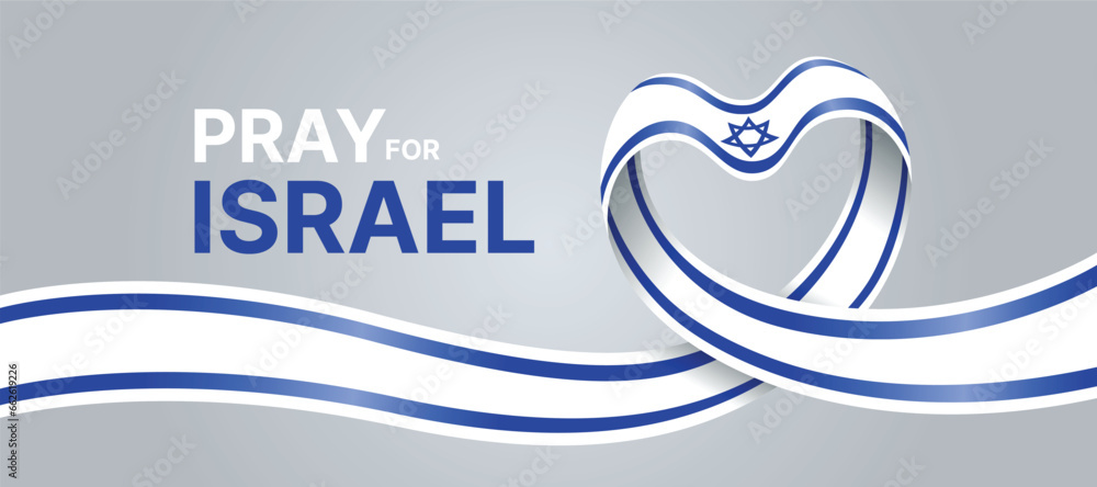 Pray for israel Text and long ribbon israel nation flag roll wave make ...