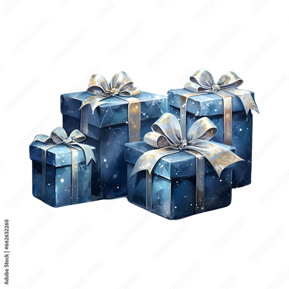 Christmas blue gift box isolated on transparent background, Christmas ...
