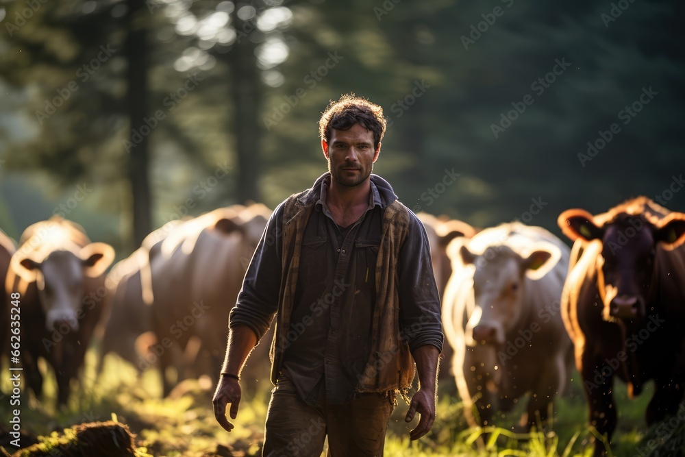 Silvopasture Farming - Farmer with livestock integrating forestry and ...