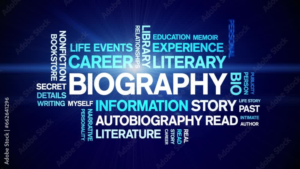 Biography animated tag word cloud;text design animation kinetic ...