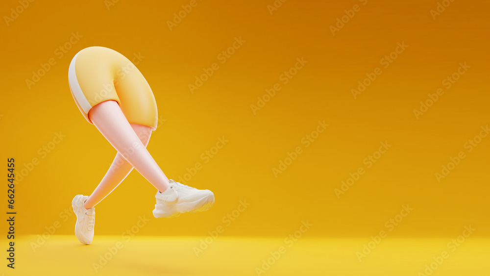 Cartoon character running legs. Jogging athletes wearing colorful ...