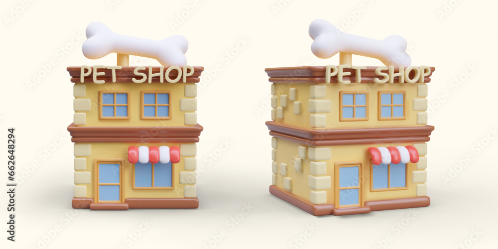 3d realistic model of store selling products for animals. Concept of ...