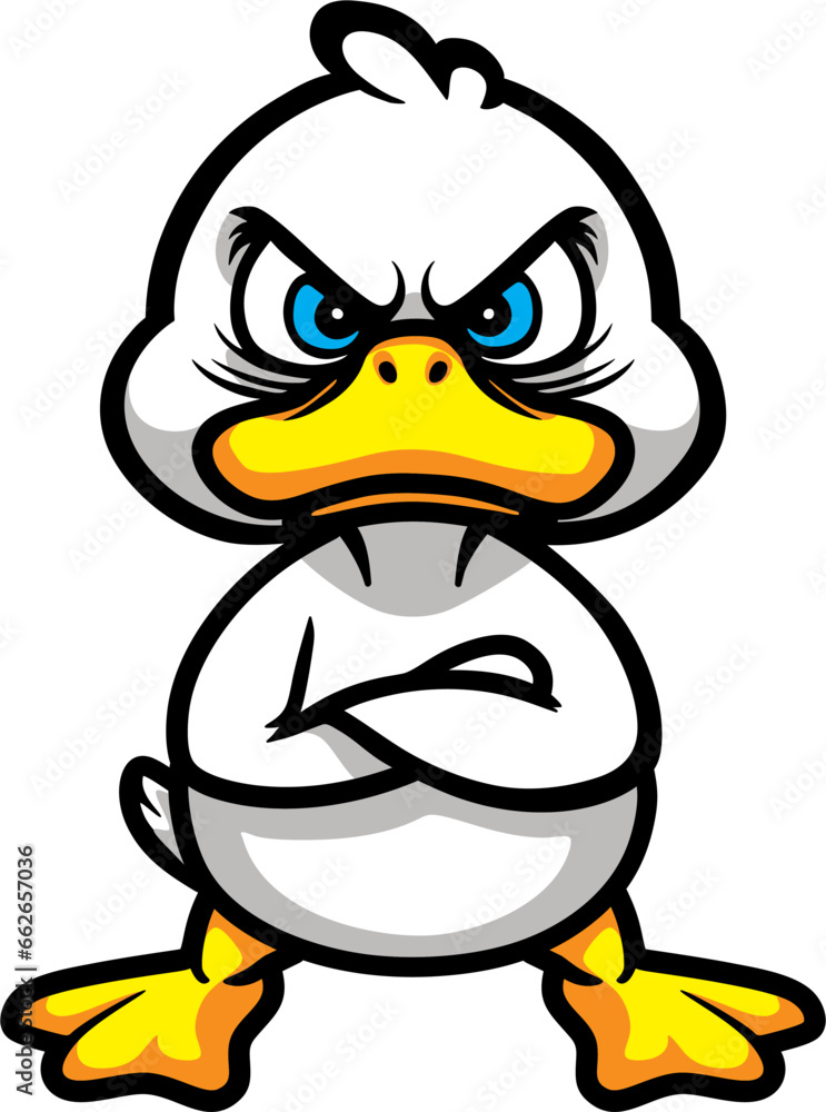 angry cartoon white duckling, vector drawing Stock Vector | Adobe Stock