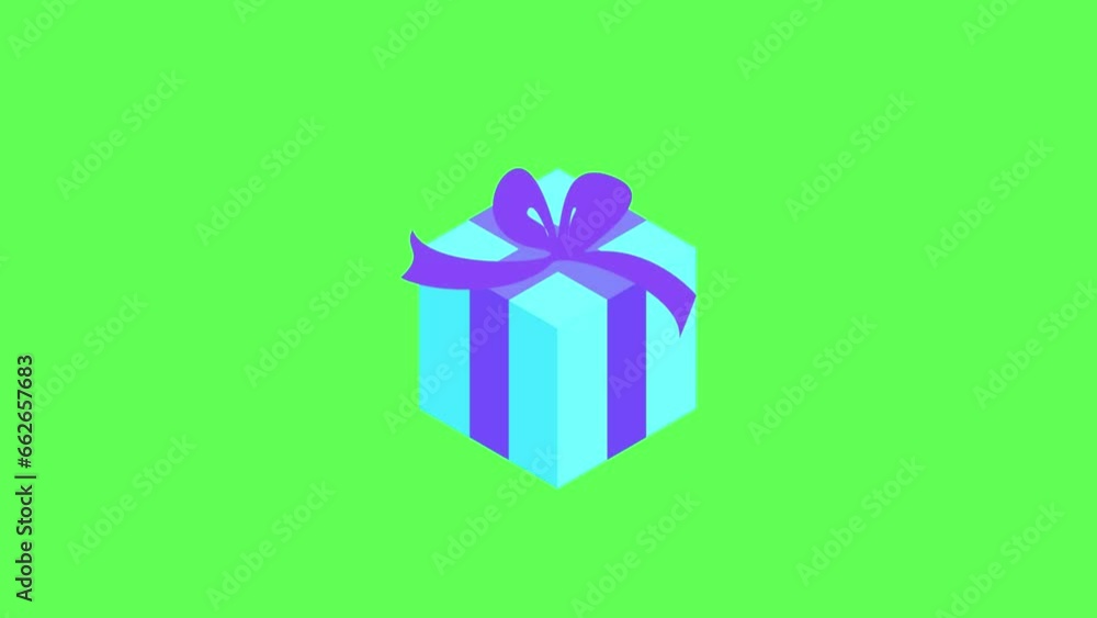 Gift box spinning animation on black background.3D gift box rotation ...