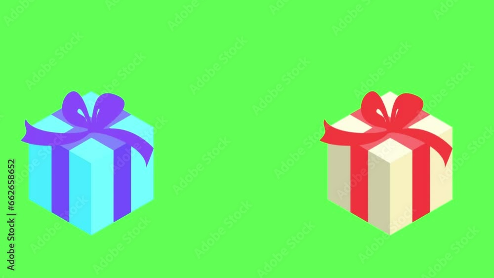 Gift box spinning animation on black background.3D gift box rotation ...