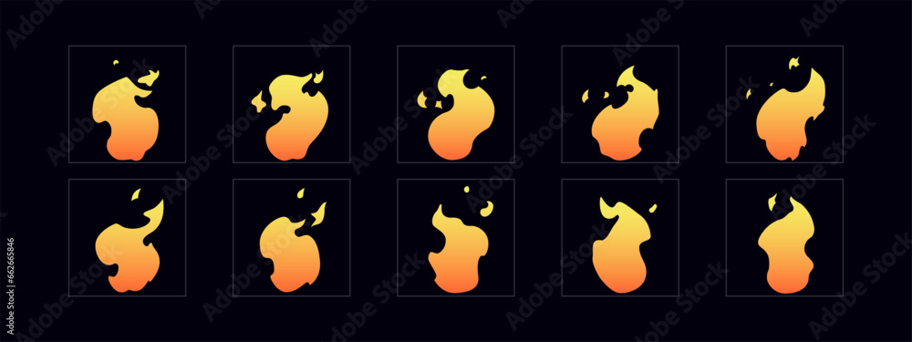 Fire animation FX. Fire animated sprites sheet for cartoon, game ...