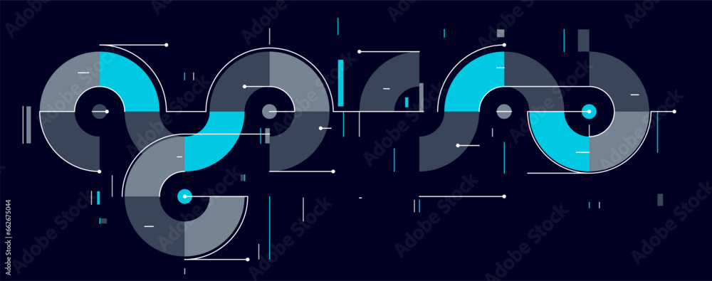 Abstract tech engineering draft vector background over dark, mechanical ...