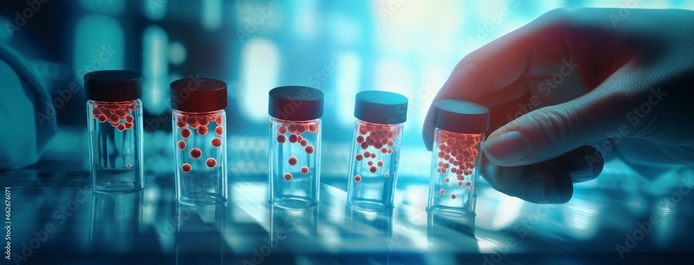 Scientist managing medical test tubes for pharmaceutical research ...