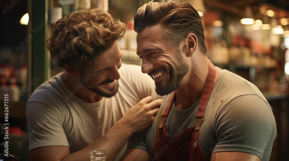 Two male friends share a genuine laugh, highlighting the evolving ...